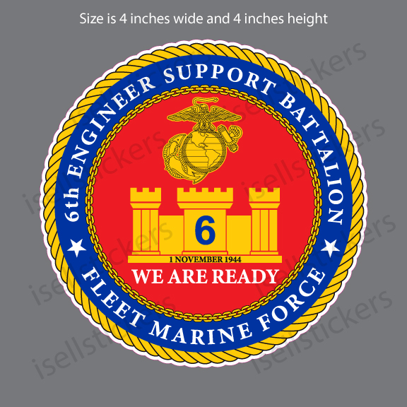 Sixth 6th Engineering Support Battalion FMF Marine Window Decal Sticker