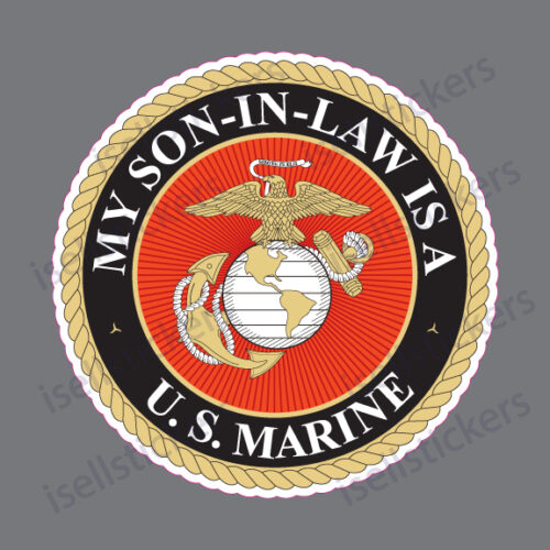 Proud Son in Law of a Marine Corps Military Bumper Sticker Window Decal ...