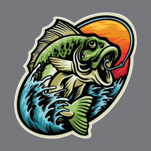 Bass Fish Fishing Line Hook Water Outdoor Vinyl Bumper Sticker Window ...